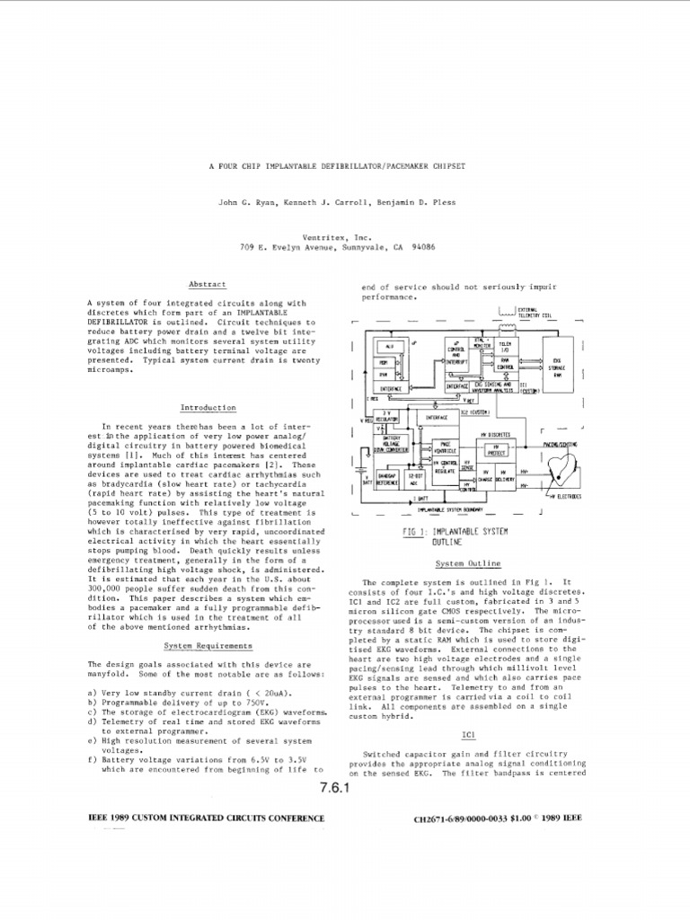 A Four Chip Implantable Defibrillator Pacemaker Chipset | PDF