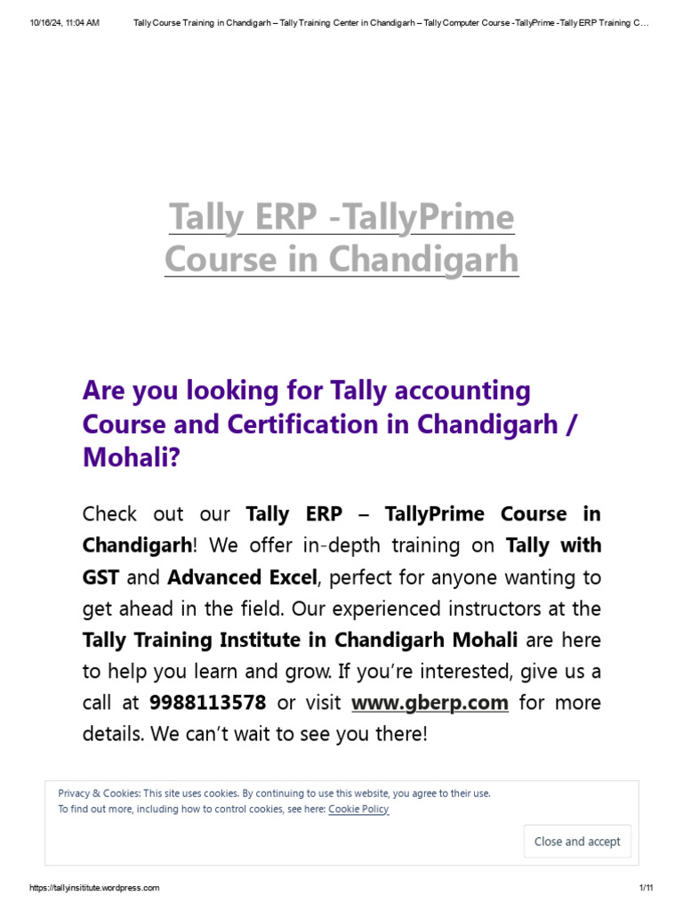 Tally Erp - Tallyprime Course in Chandigarh | PDF | Microsoft Excel | Computing