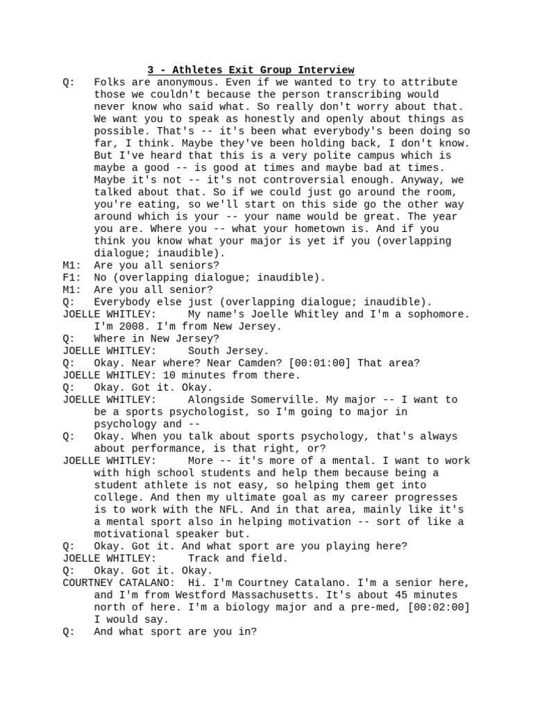 3 - Athletes Exit Group Interview | PDF