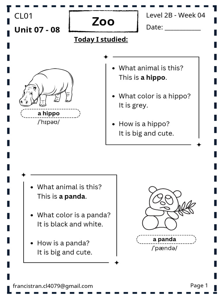 Level 2B - Week04 - Zoo | PDF