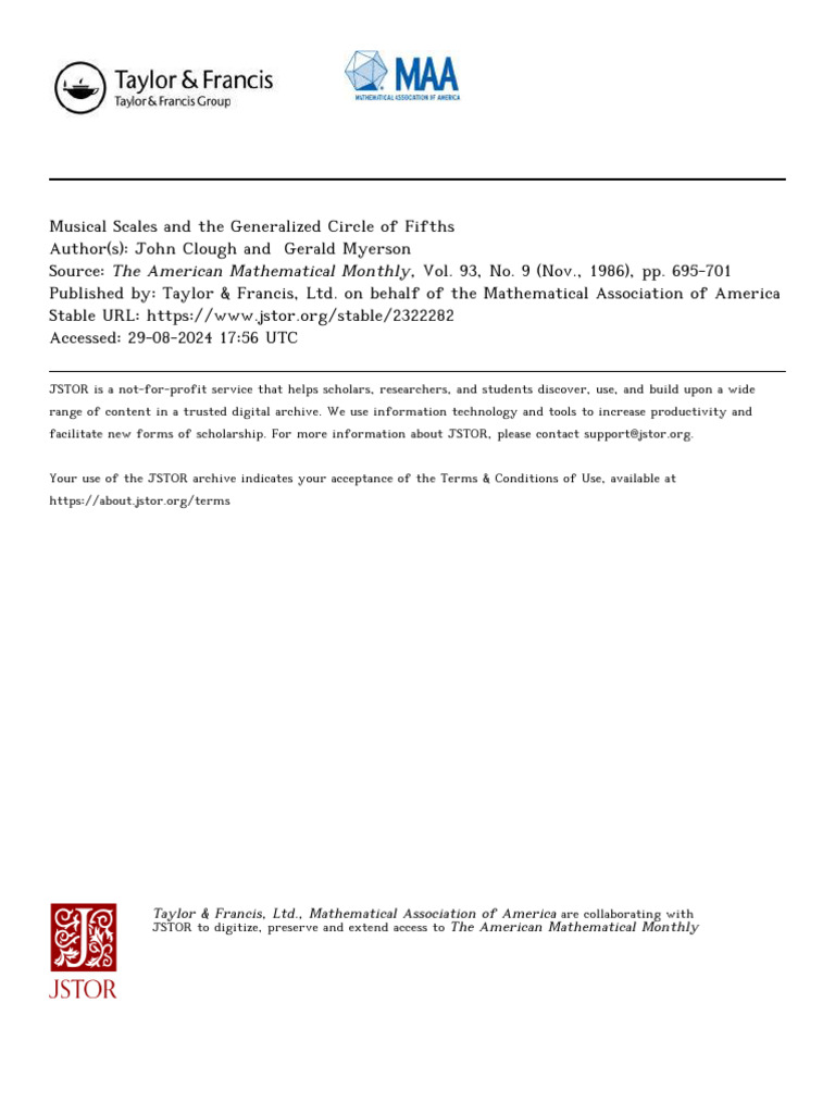 Musical Scales and The Generalized Circle of Fifths | PDF