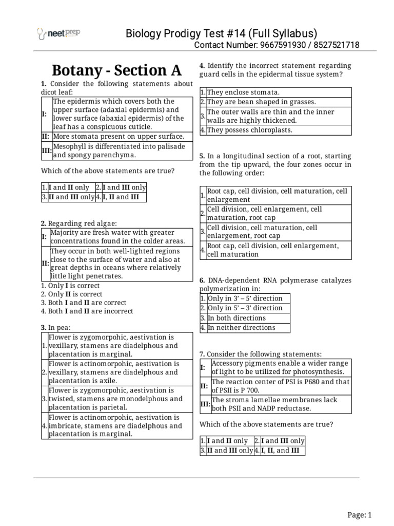Biology Prodigy Test #14 (Full Syllabus) | PDF | Molecular Cloning ...