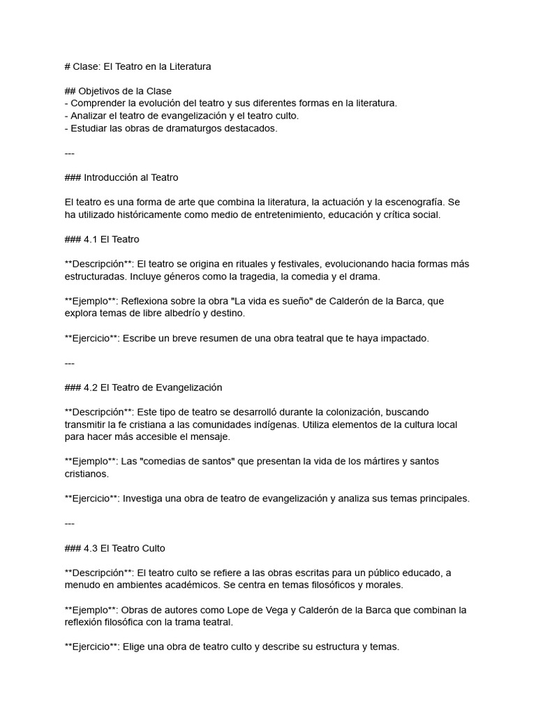 Tema 4 El Teatro Literatura | PDF