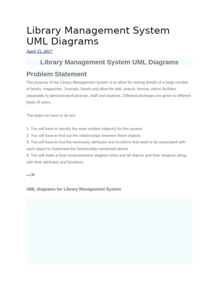 Library Management System UML Diagrams | PDF