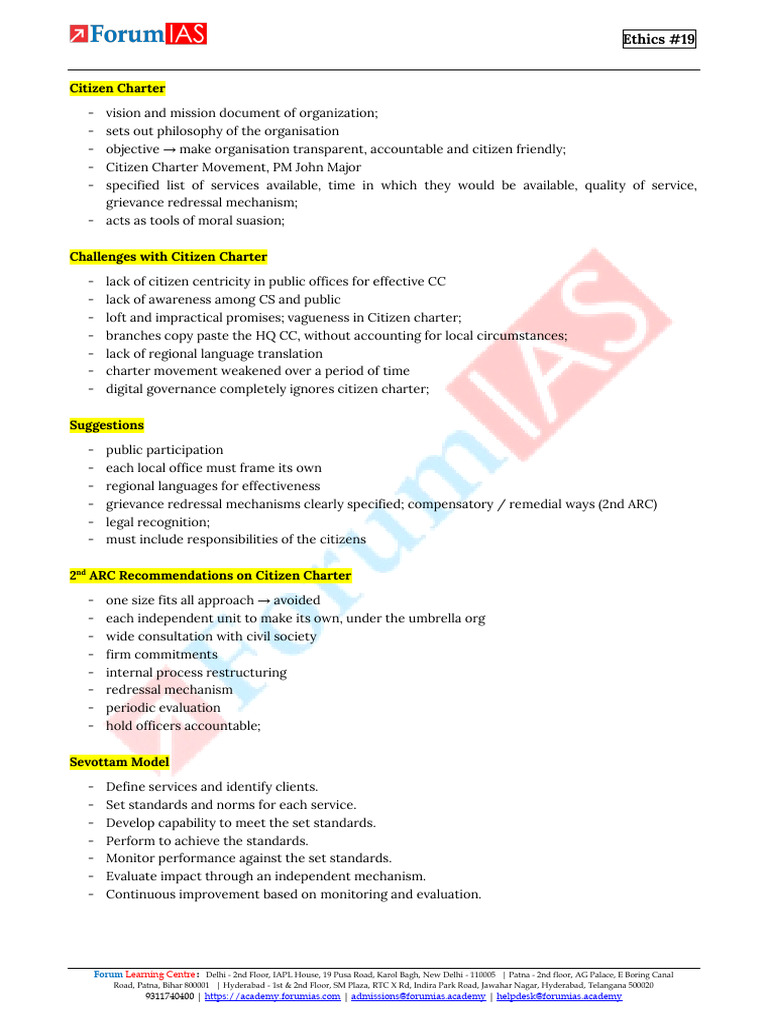Ethics-19 Citizen-Charter 2023 | PDF