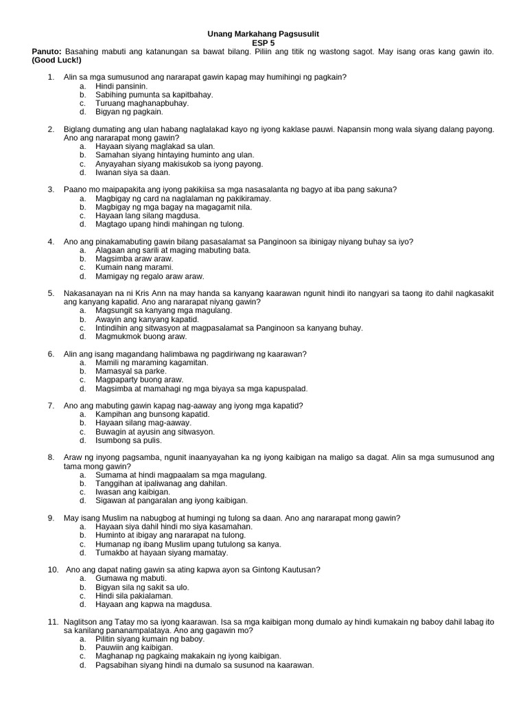PT - ESP 5 - Q1 Booklet | PDF