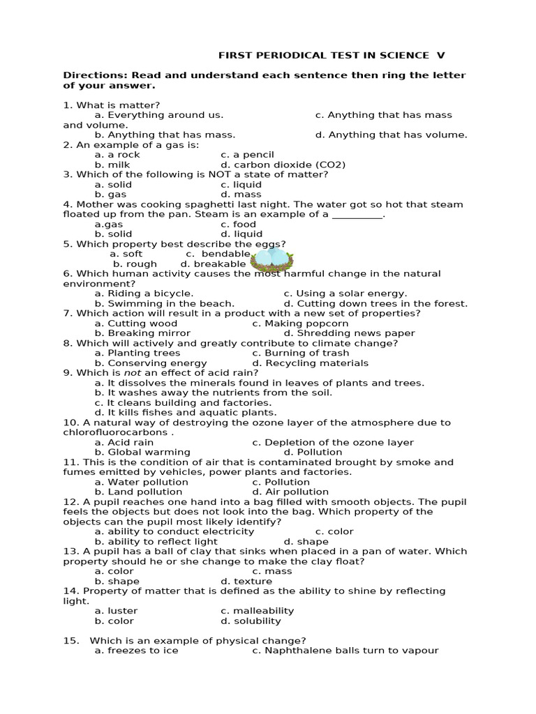 PT - Science 5 - Q1 | PDF