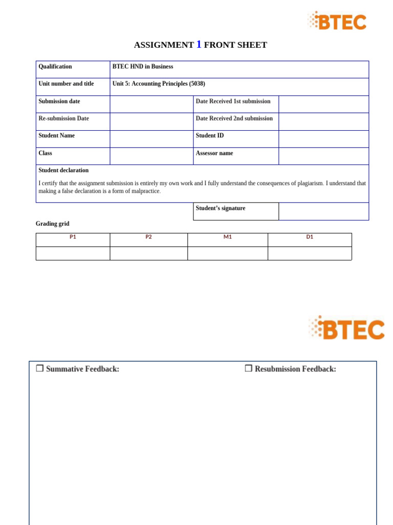 5038 - Assignment 1 Frontsheet | PDF