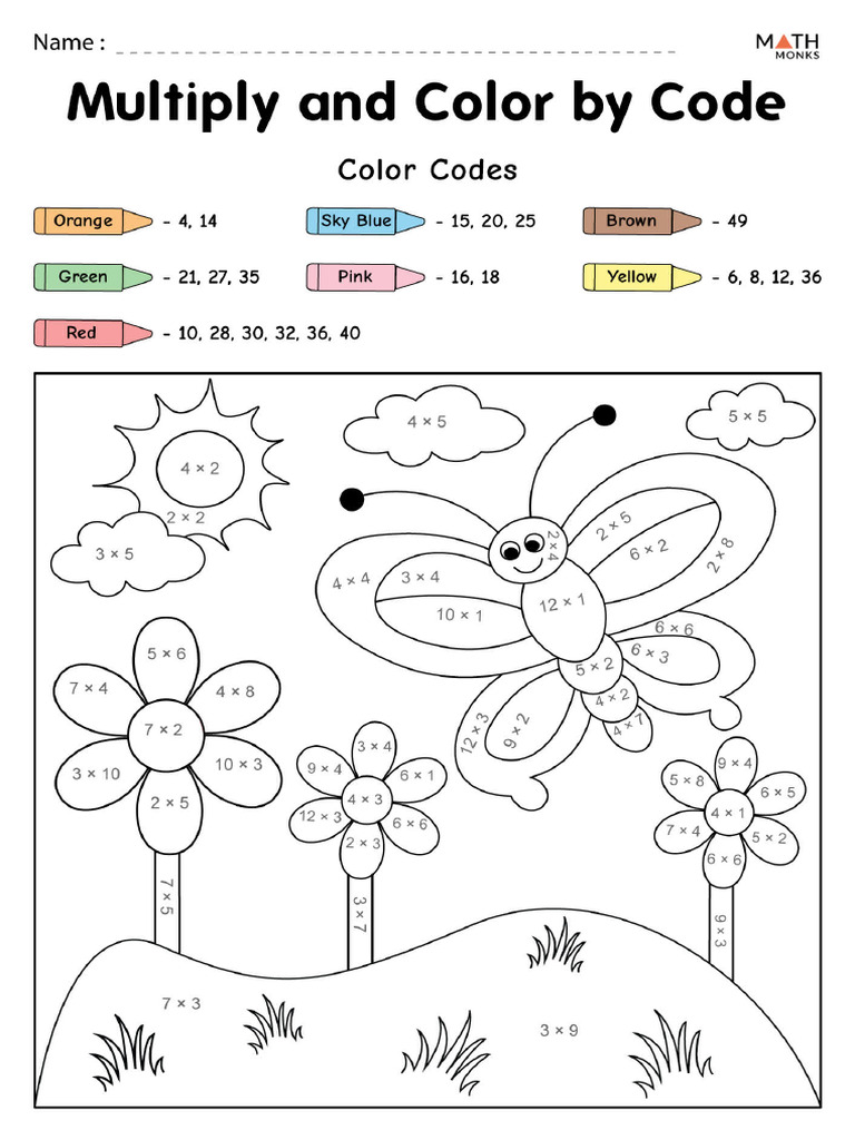 Multiplication Coloring Worksheets Grade 4 | PDF