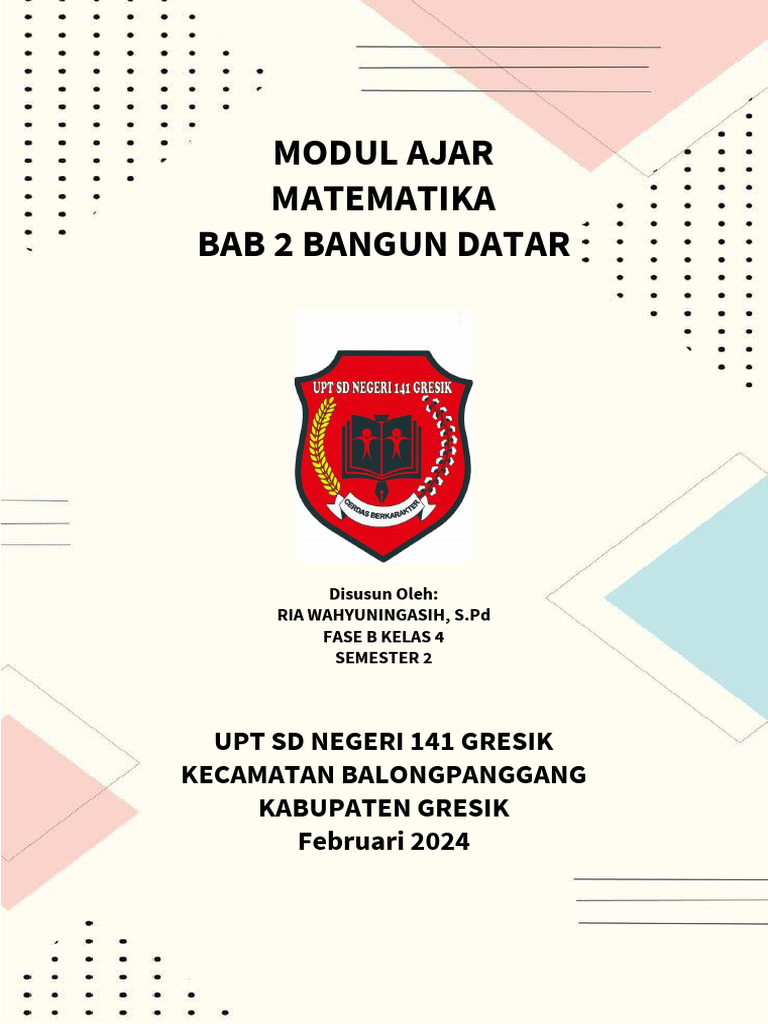 Modul Ajar - Matematika - Kelas 4 - Semester 2 - Bangun Datar - Ria Wahyuningasih, S.PD | PDF