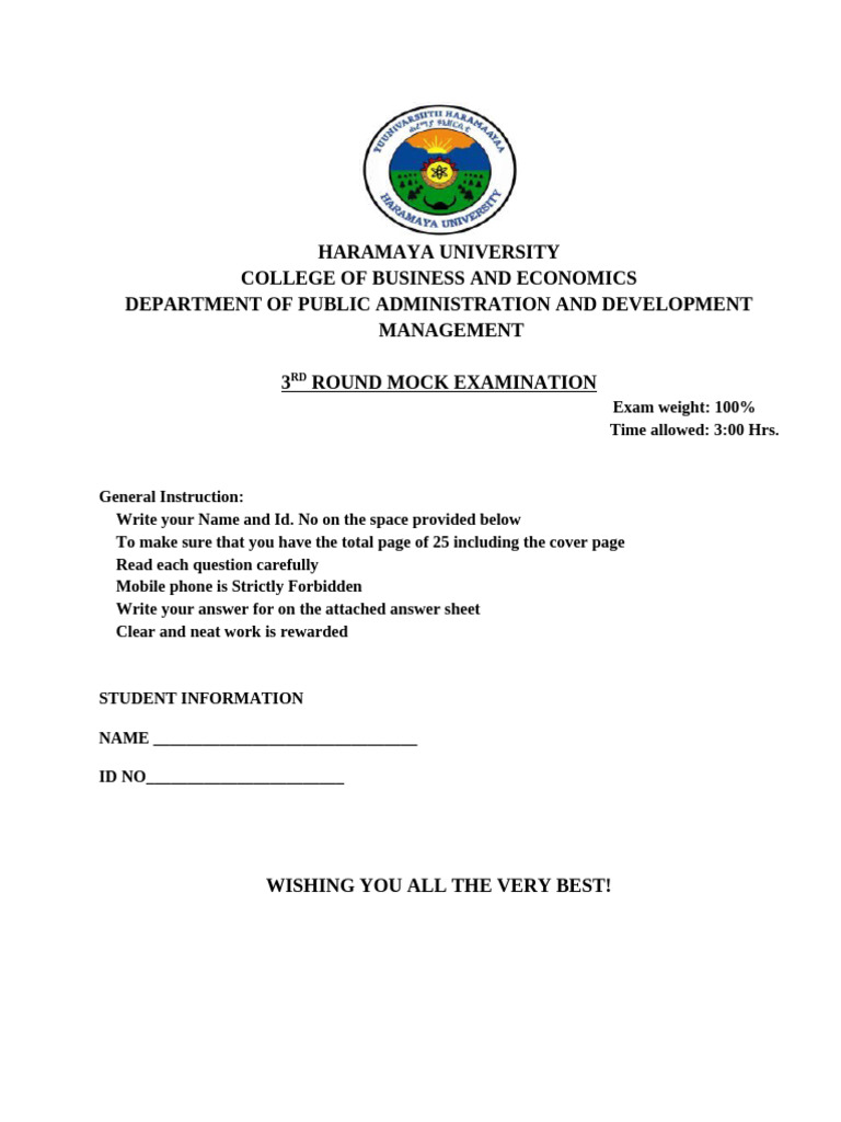 Padm 3rd Mock Exit Examination | PDF