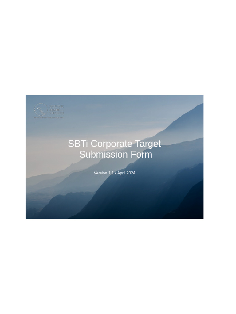 SBTi Corporate Target Submission Form | PDF