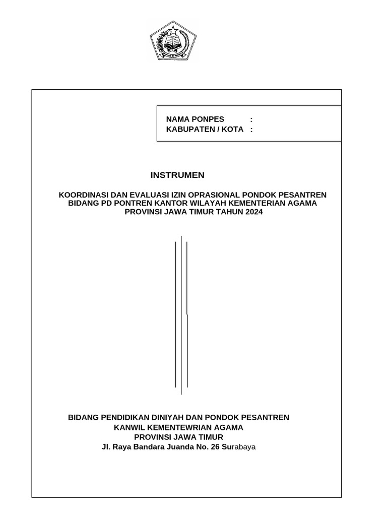 Instrumen Koordinasi & Evaluasi Ijop Ponpes 2024 | PDF
