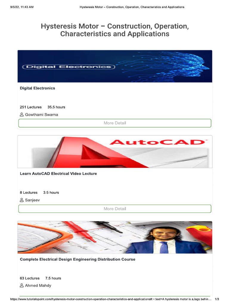 Hysteresis Motor_Brief- Construction, Operation, and Characteristics | PDF