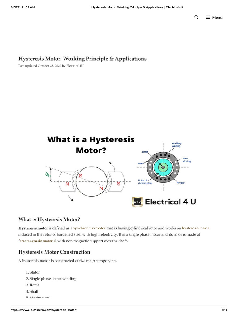 Hysteresis Motor_Detail- Working Principle, Advantages, disadvantages ...