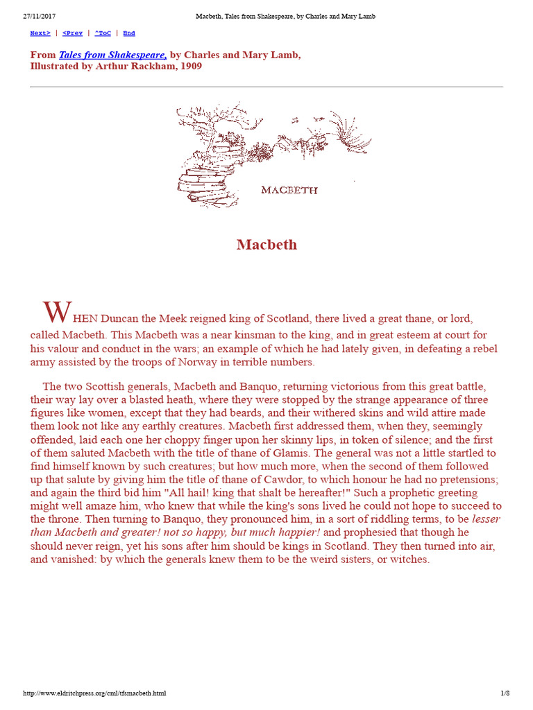 Macbeth Tales From Shakespeare by Charles and Mary Lamb | PDF