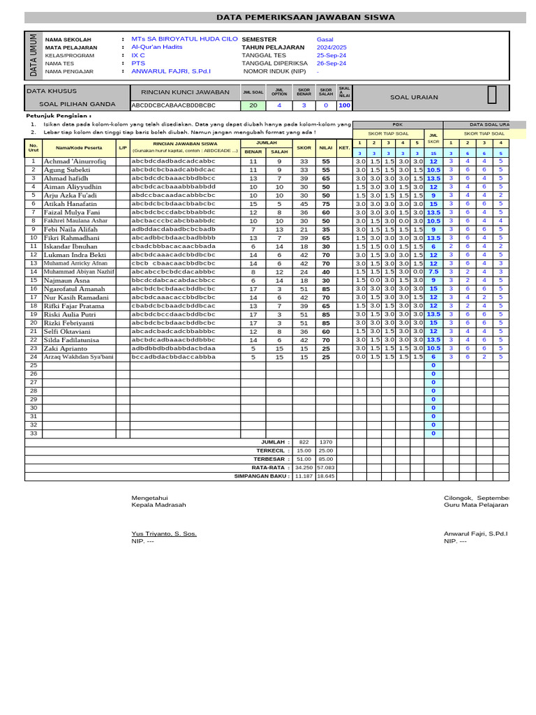 Analisis Pts QH 9c | PDF