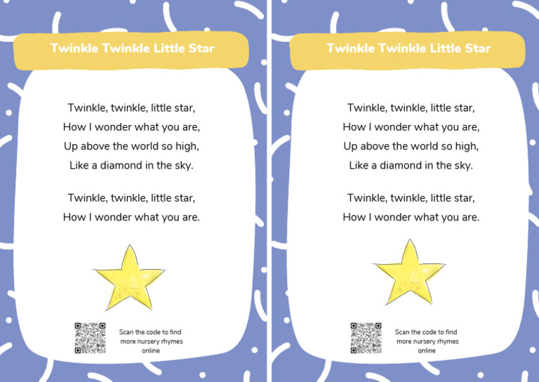 Twinkle Twinkle Little Star Lyrics Small Handout | PDF