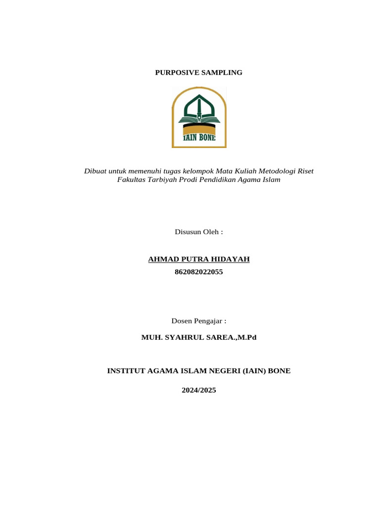 Purposive Sampling | PDF