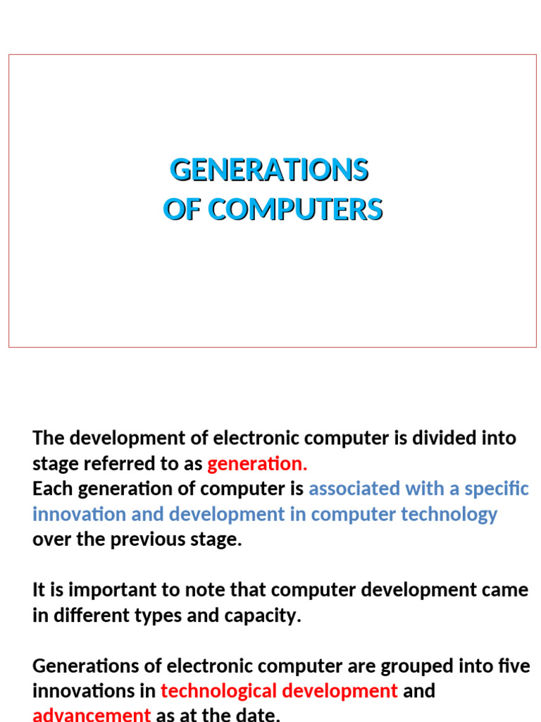COMPUTER Generations Slide 2 | PDF | Computer Data Storage | Technology ...