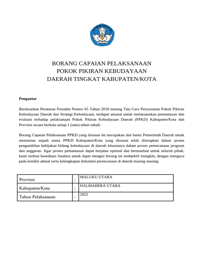 1b - Borang Capaian Pelaksanaan PPKD Kab | PDF
