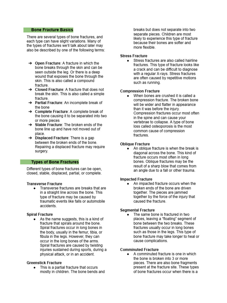 Bone Fracture Basics | PDF