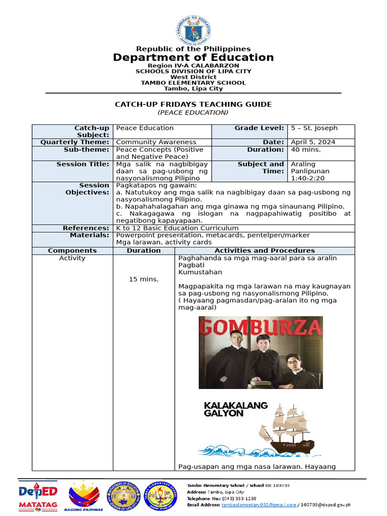 Peace (AP 5) - Q4 - Week 1 CuF | PDF