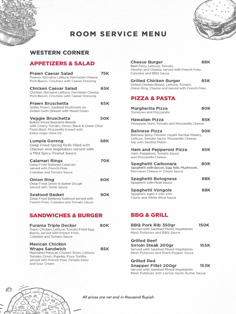 Room Service Menu | PDF