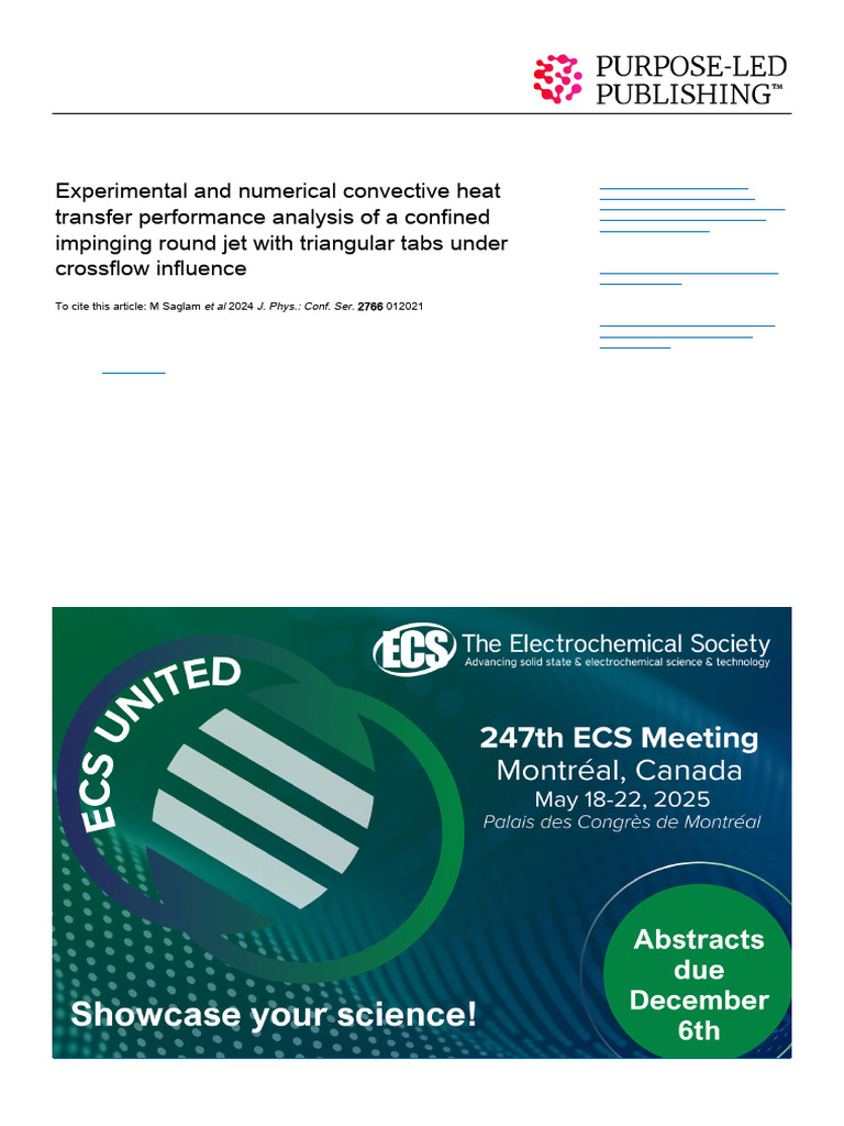 Experimental And Numerical Convective Heat Transfer Performance Analysis Of A Confined Impinging