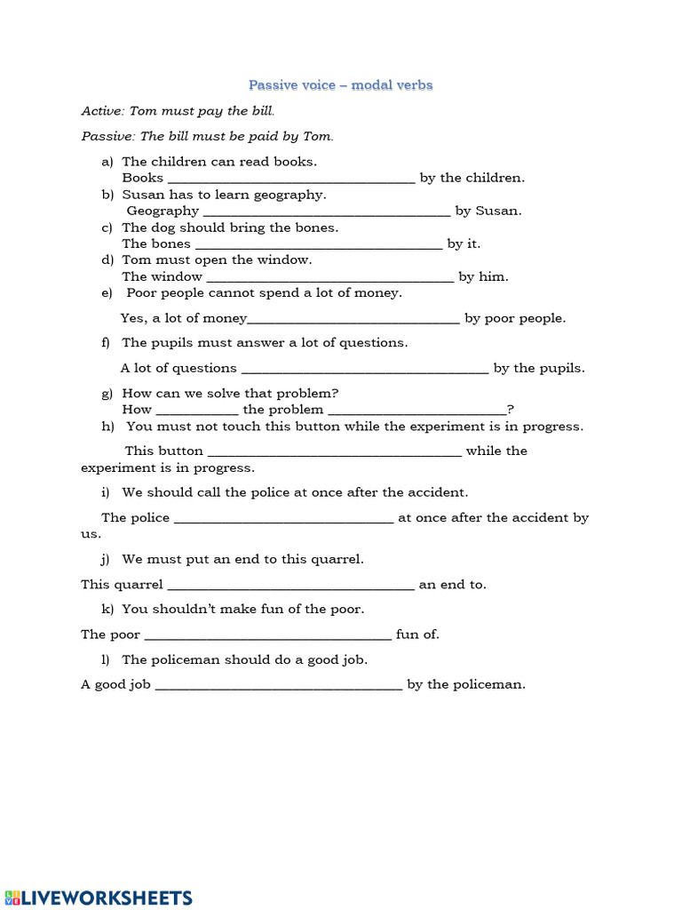 Passive Voice With Modals Exercise (1) | PDF