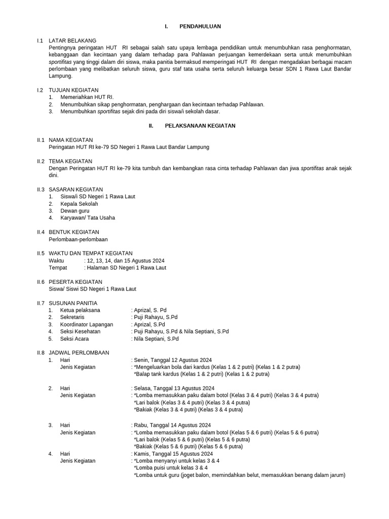PROPOSAL LOMBA 17an 2024 | PDF