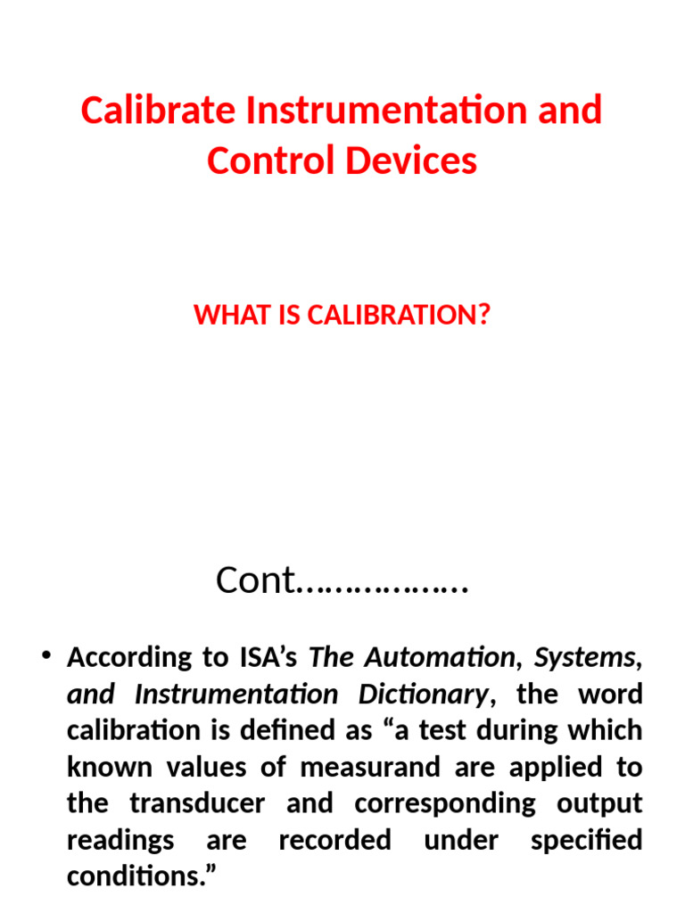 Calibrate Instrumentation and Control Devices | PDF
