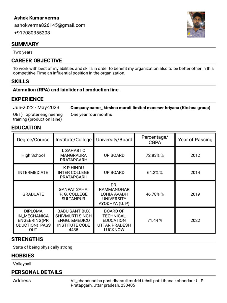 Resume - Ashok Kumar Verma - Format1 | PDF
