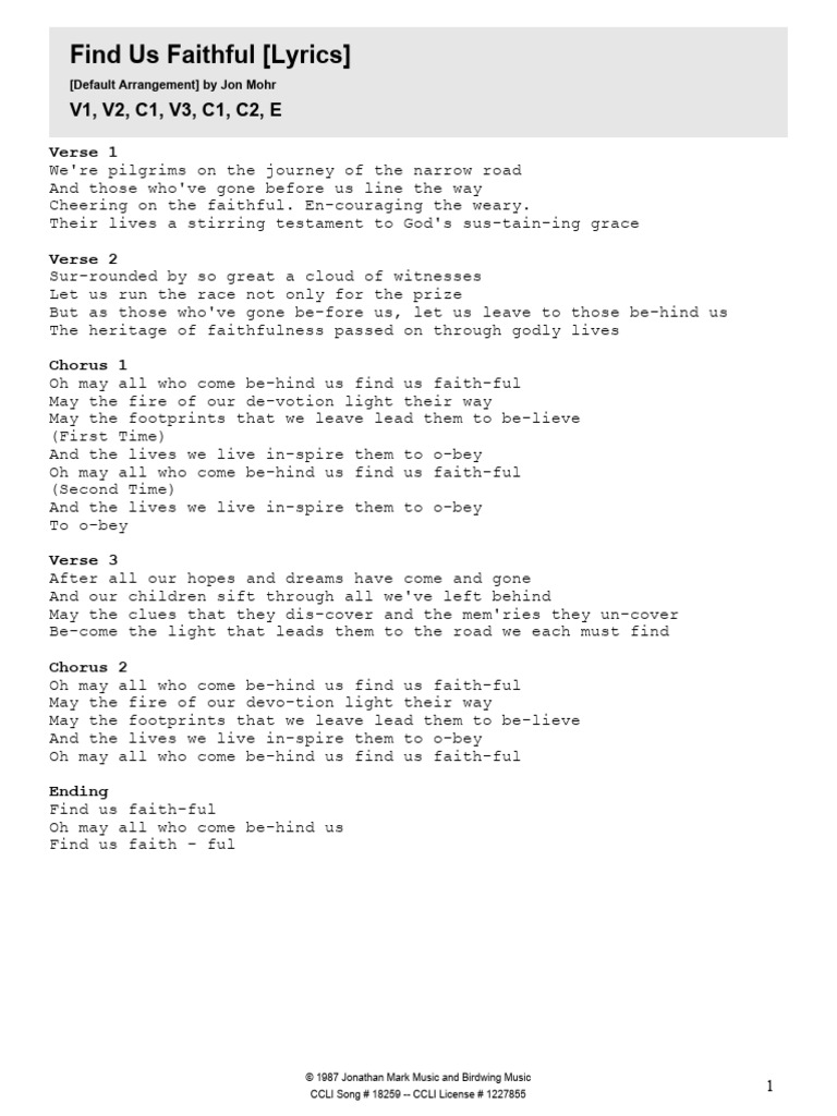 Find Us Faithful - Lyrics | PDF