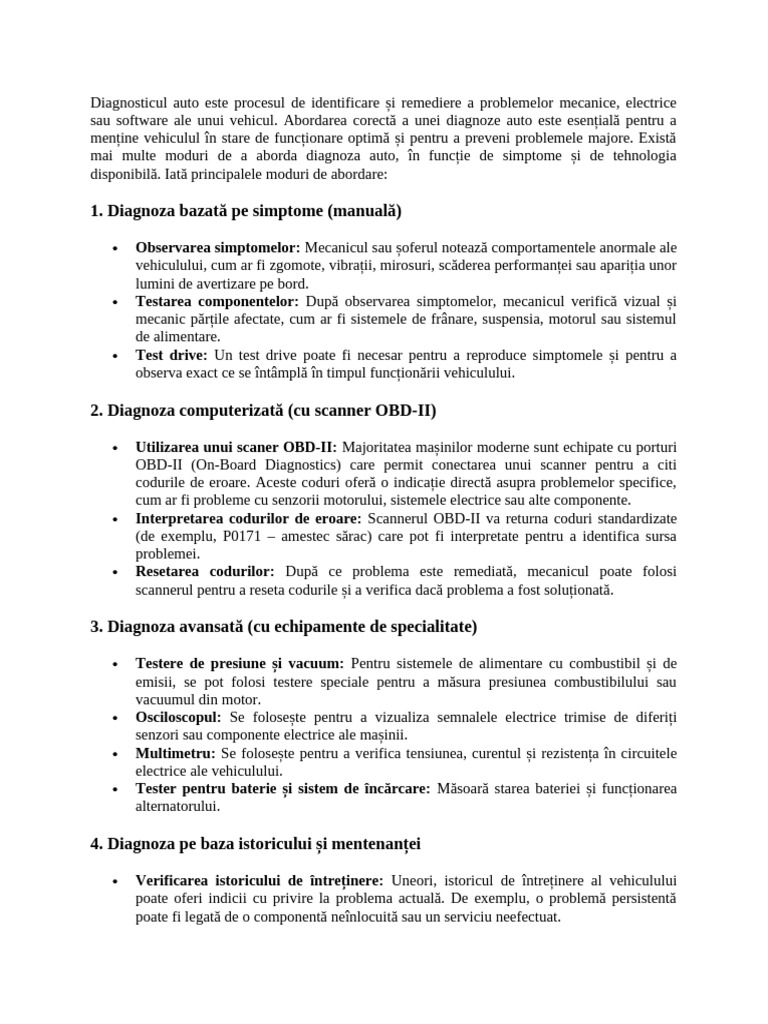 Diagnosticul Auto Este Procesul de Identificare Și Remediere A ...