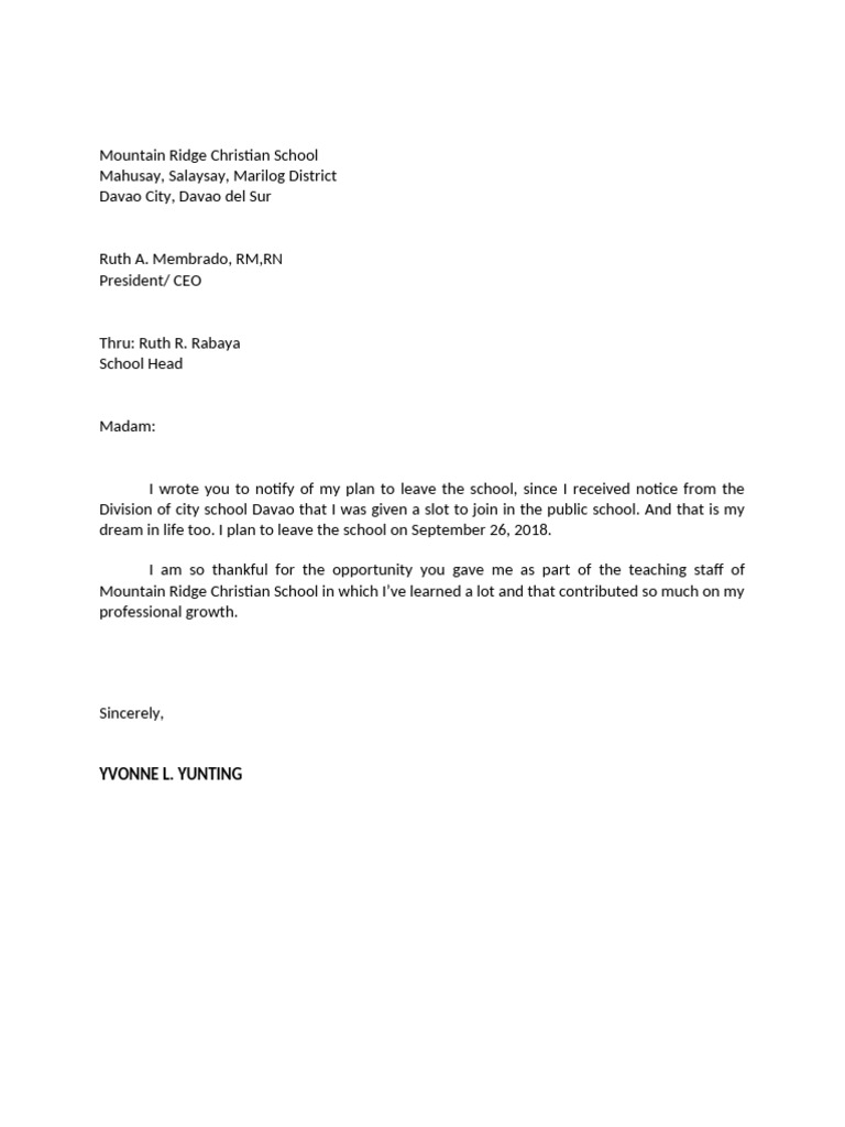 Mrcs Resignation Letter RRR | PDF