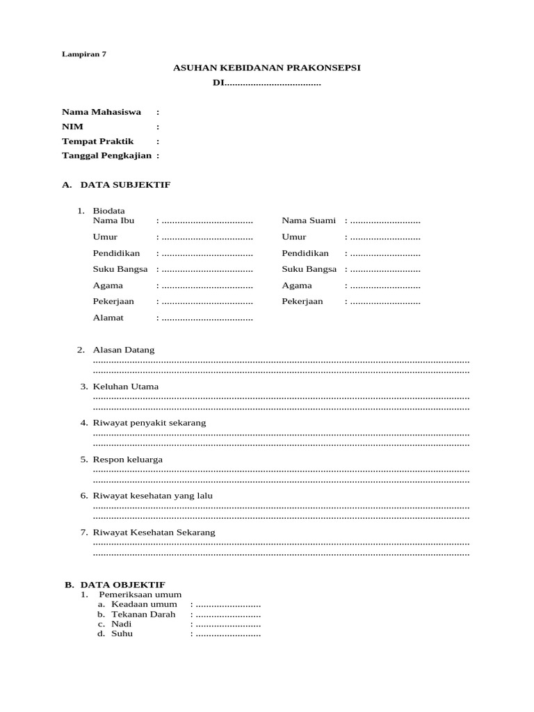 FORMAT SOAP Pranikah Dan Prakonsepsi | PDF | Kajian Bahasa Asing