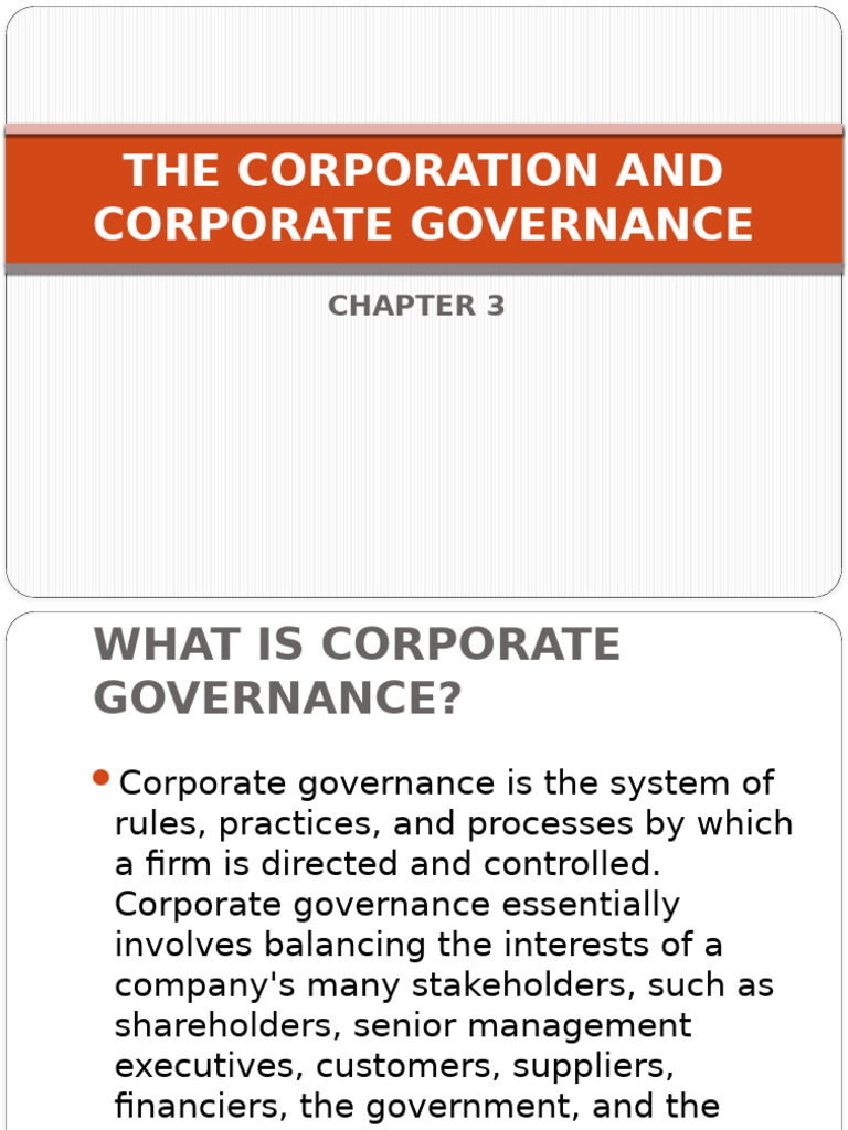 Chap 3the Corporation and Corporate Governance | PDF