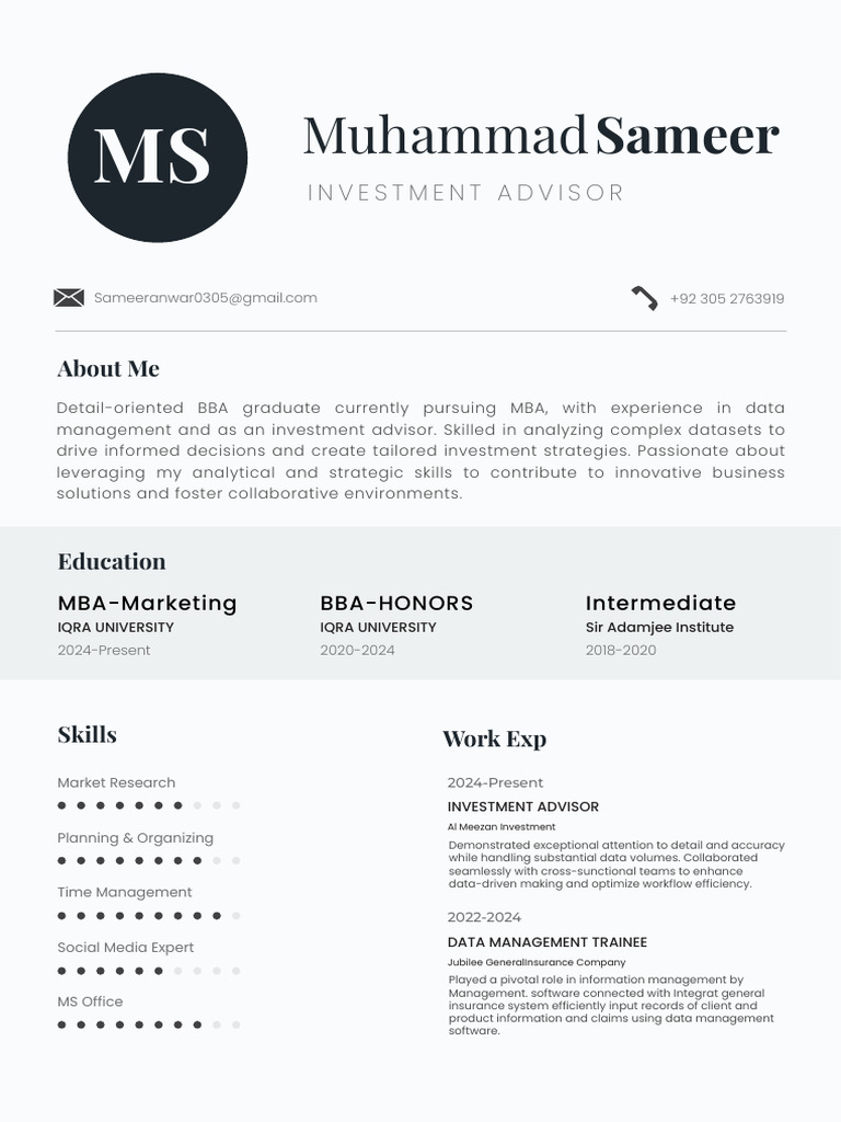 Muhammad Sameer MBA | PDF