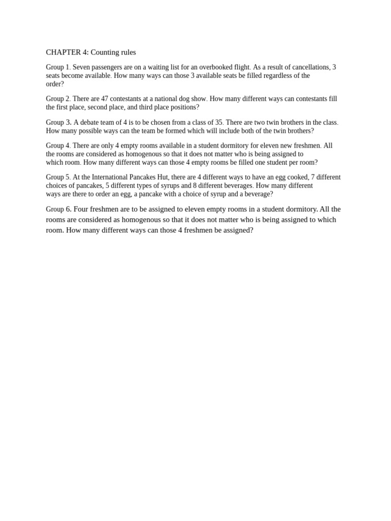 CHAPTER 4 - Counting Rules SENT | PDF