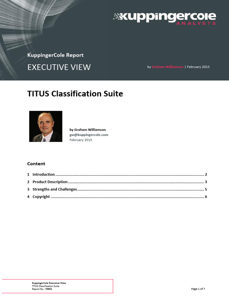 WEB CLS AR KuppingerCole Executive Review TITUS Classification Suite | PDF