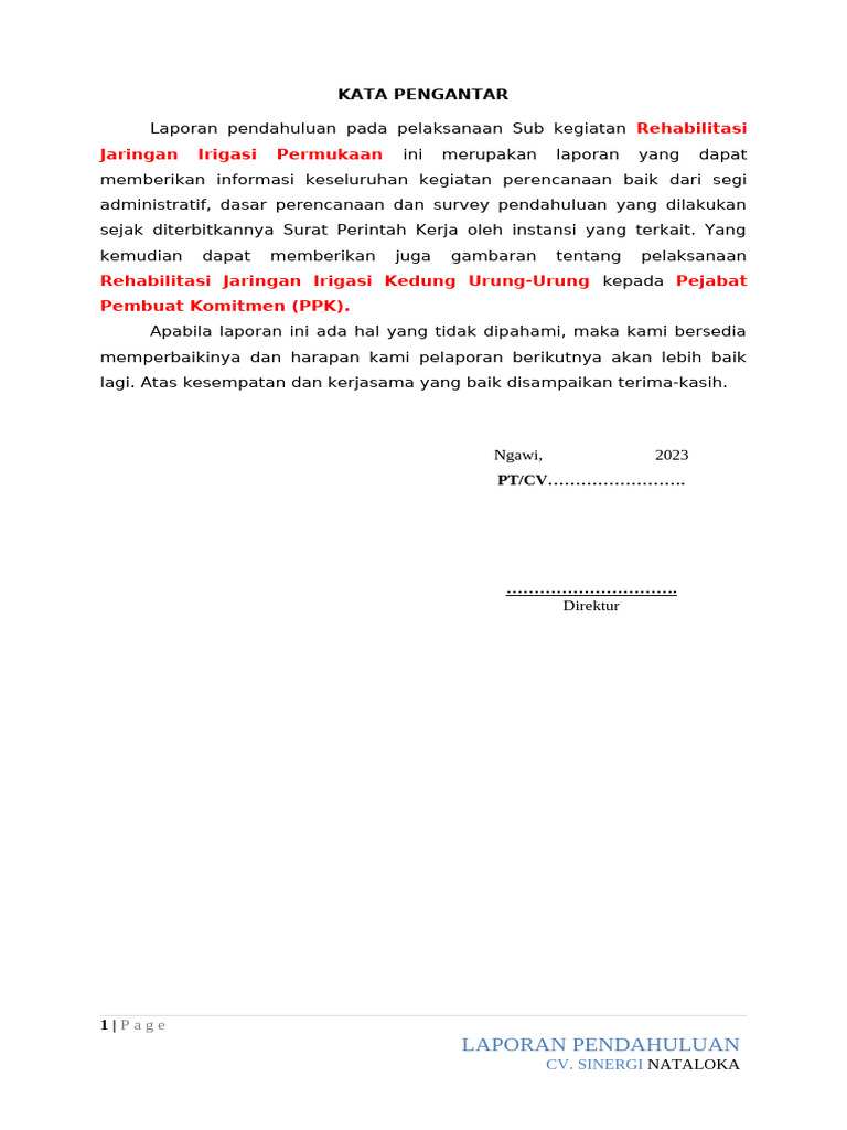 Format Lap. Pendahuluan | PDF