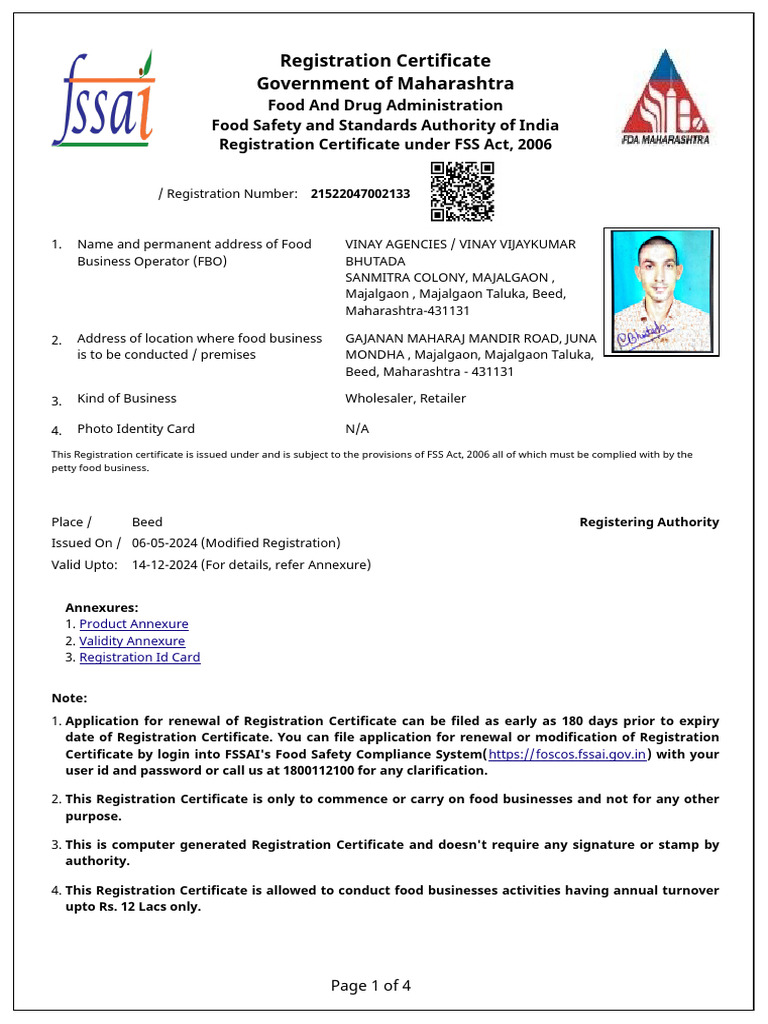 Vinay Agency License Modification | PDF