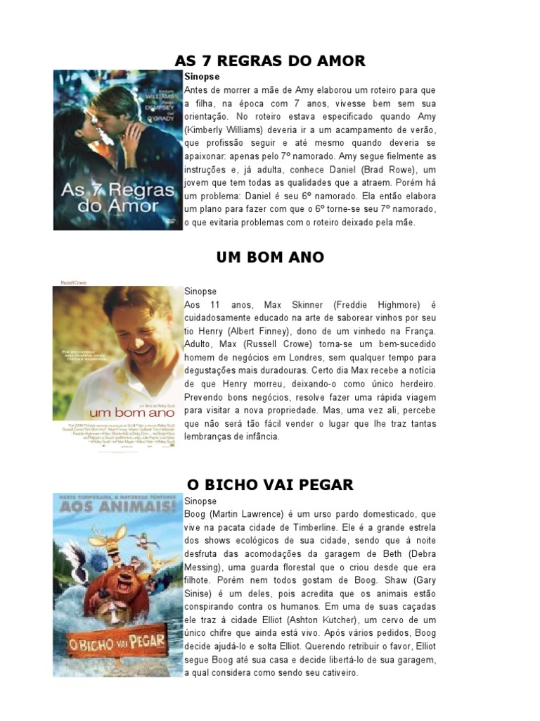 Sinopses de Filmes Famosos | PDF | Robô | Robótica