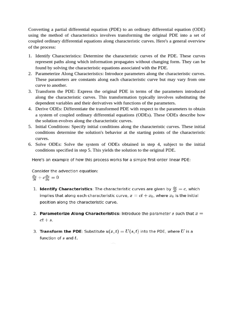 PDE TO ODE- MoC | PDF