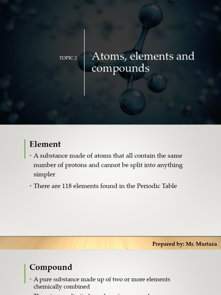 2-Atoms Elements and Compounds | PDF