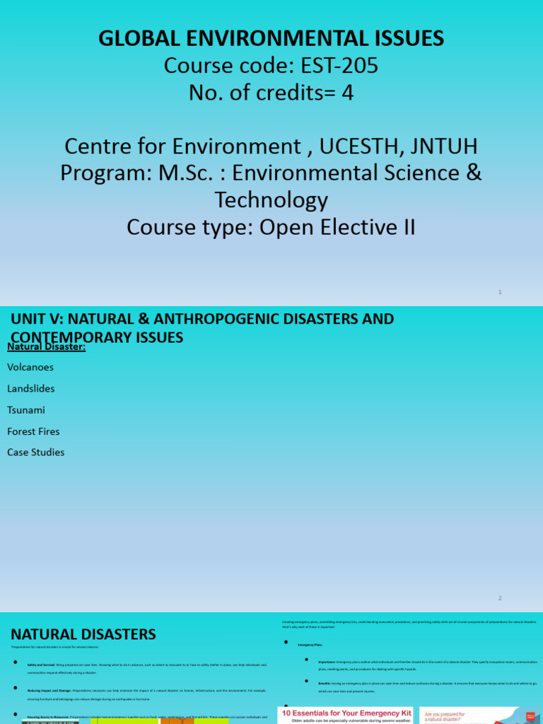 GEI - Unit-5 Natural Anthropogenic Disasters and Contemporary Issues | PDF