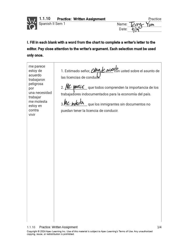1110 Practice Written Assignment Practice - 240919 - 130746 | PDF