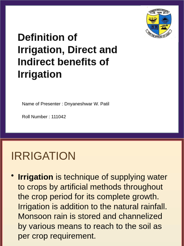 Definition and Necessity of Irrigation | PDF