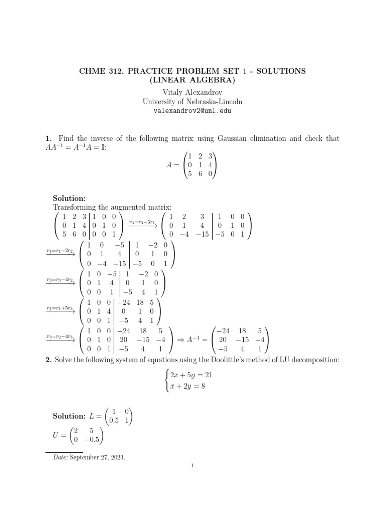 LinearAlgebra Solns | PDF